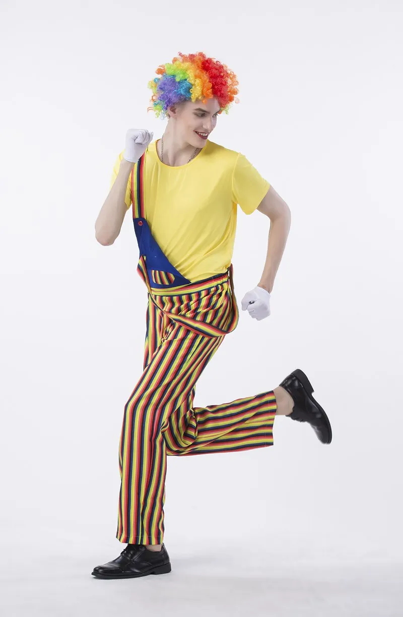 Halloween Fancy Circus Clown Costume Adult Buffoon Cosplay Clothes ...
