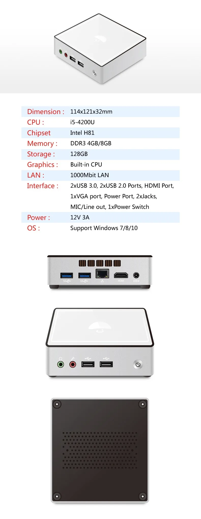 2018 New Mini Host Computer Cpu 3205 Ram 4gb 120gb Ssd Dual Core ...