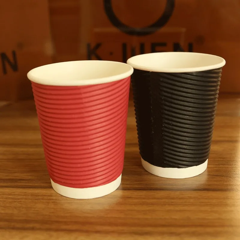 Custom Logo Printed Disposable Ripple Wall Waxed Paper Coffee Cup - Buy ...