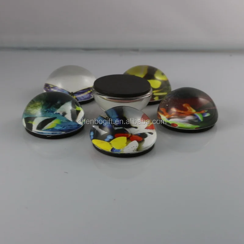Custom Oem Magnetic Glass 3d Dome Magnets Set,Round Crystal Glass ...