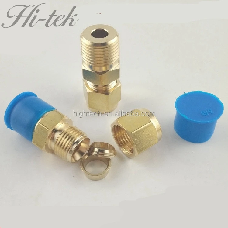 Brass Male Thread Straight Double Ferrule Connector Union Tube Fitting ...