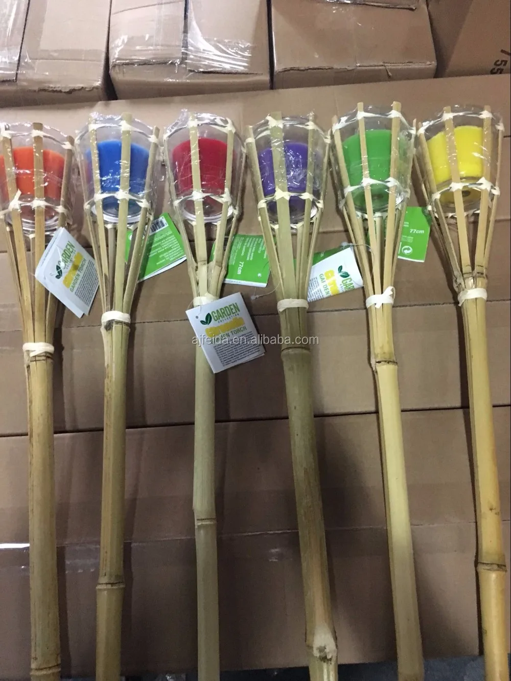 Fd-18316nature Garden Bamboo Torch With Weaving,Black Metal Tank - Buy ...