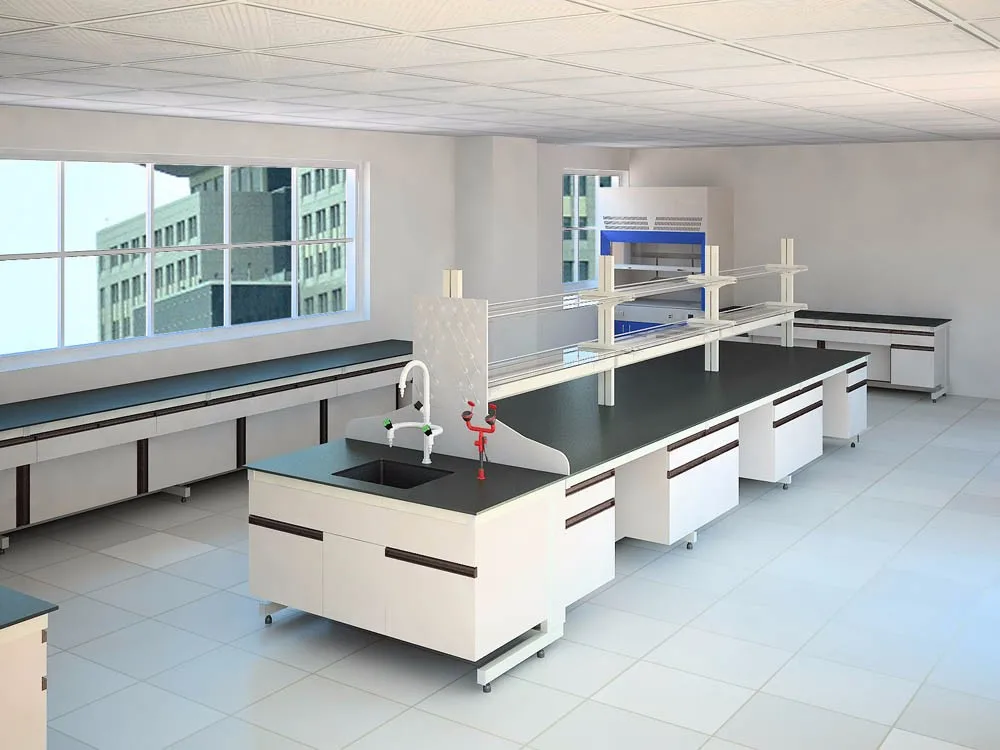 Ce School Furniture Lab Island Table Bench With Sink And Reagent Shelf ...