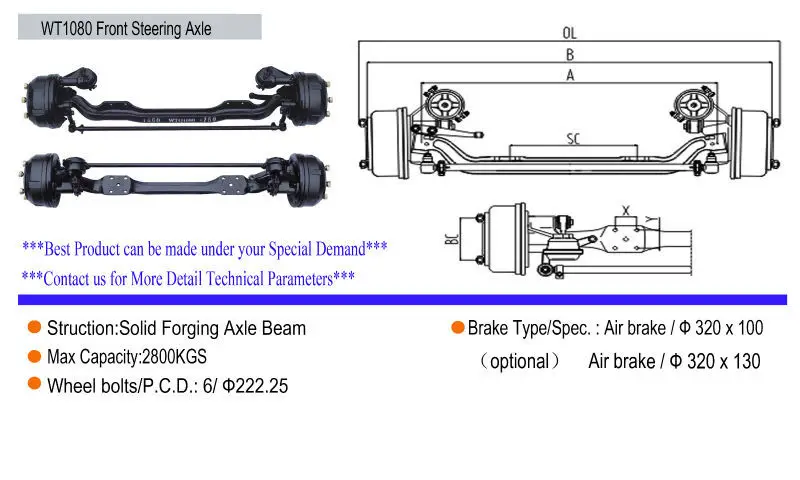 Light Duty Self Steering Axle for Iveco Trailer Truck - Wanteng