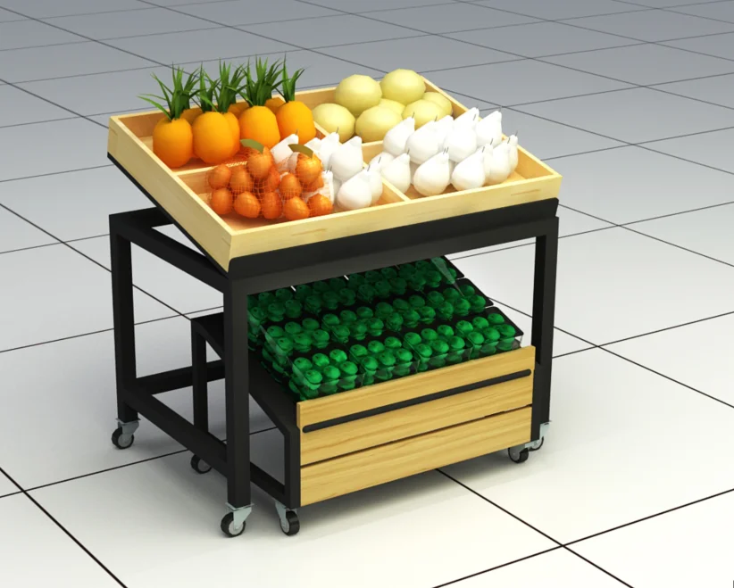 Heavy Load 48" Metallic Display Stand for Fruits & Veggies