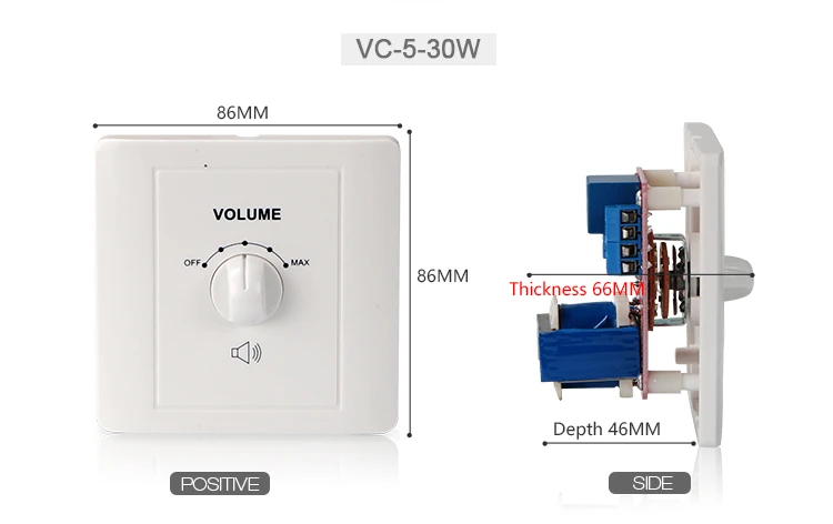 Oupushi Wall Mount Speaker Volume Control 30w Creative Speaker Volume ...