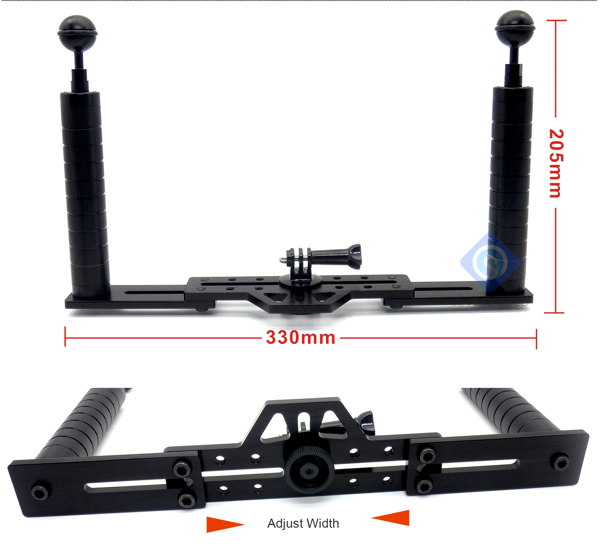 Aluminum Alloy Dual Handheld Arm Underwater Camera Tray for Diving ...