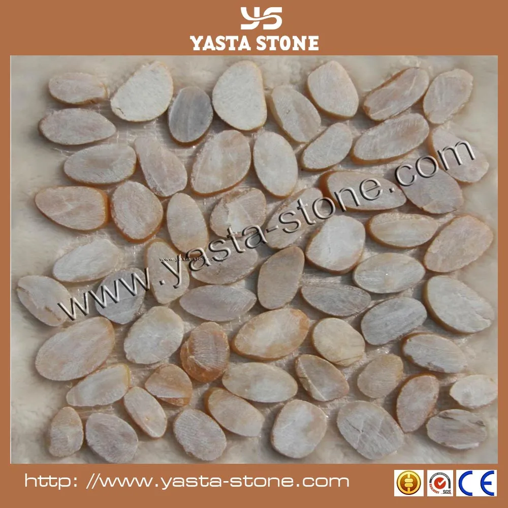 Garden Path Paving Stone White Round Pebble Stone High Polished For ...
