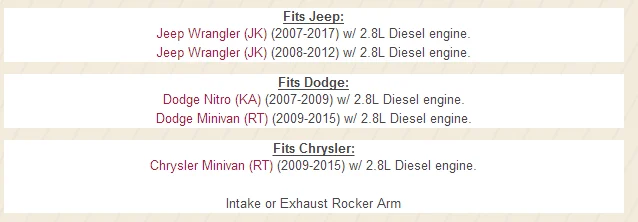 Intake Or Exhaust Vm Nitro Wrangler Iii (jk) Liberty (kk) Rocker Arm ...