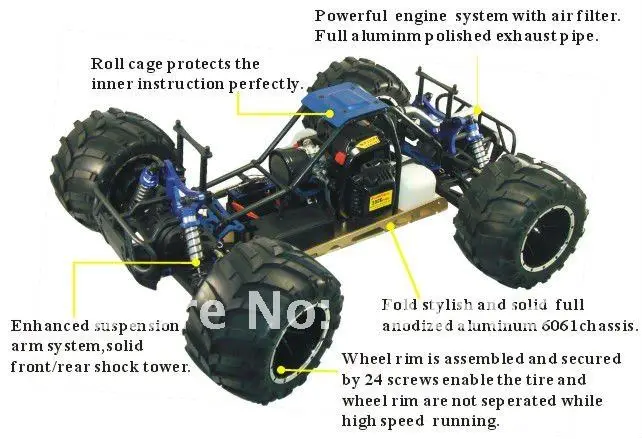 Large Scale Gas Powered 4wd With 32cc Engine 1:5 Rc Truck - Buy 1 5 ...