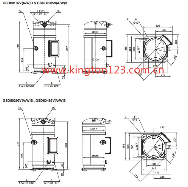 R410A Scroll Compressor GSD80295VAB for Efficient Cooling