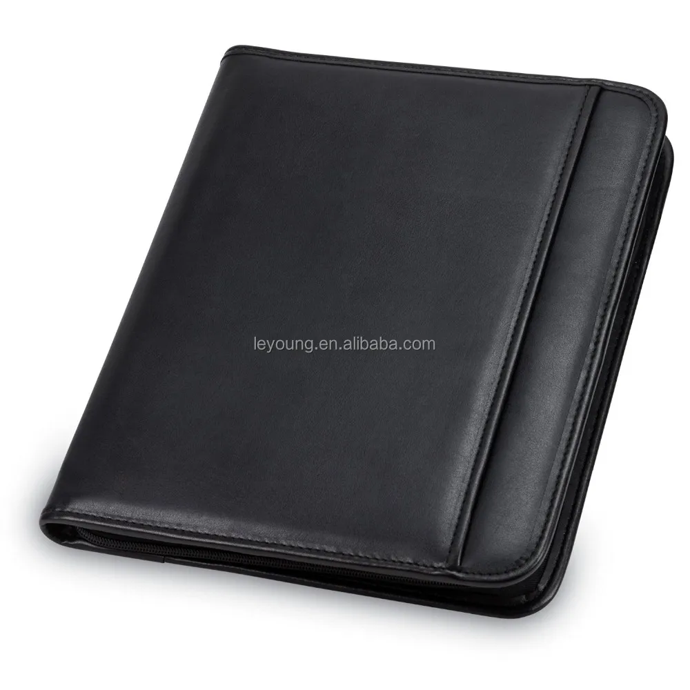 Leather Hardcover Zip Document Holder File Folder - Buy A4 Hardcover ...