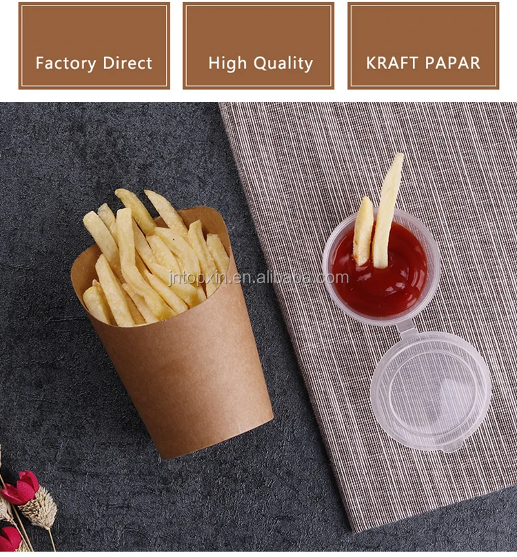 12oz Disposable Kraft Paper Holder Potato Chips Paper Cups Print Custom ...
