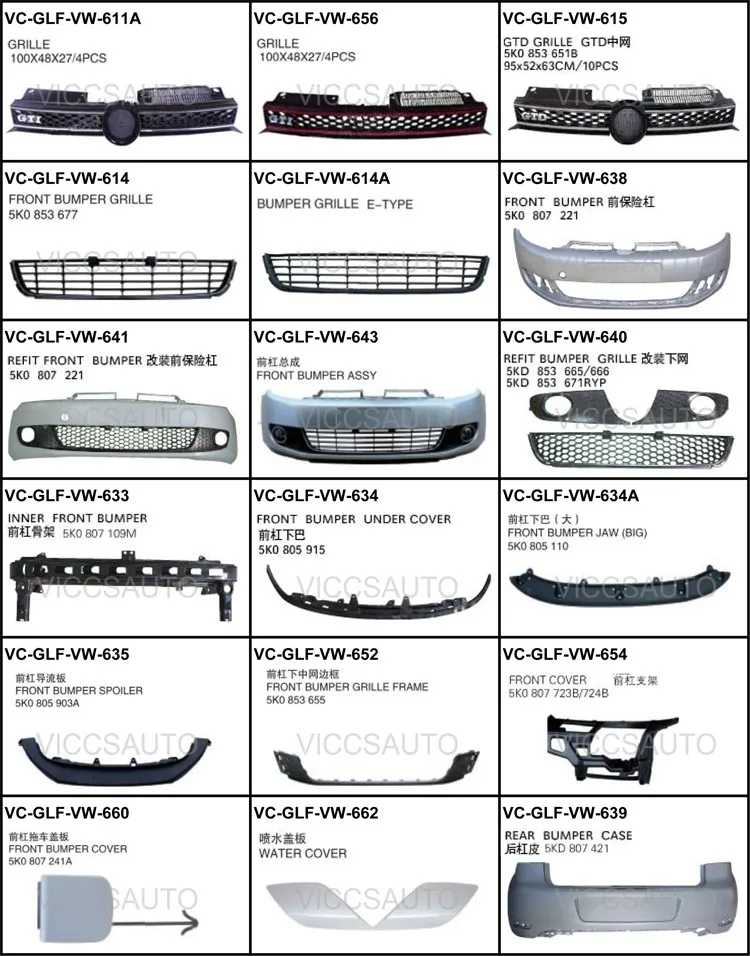OEM 5K0 807 221 for V.W GOLF VI 09' - Auto Car Front Bumper