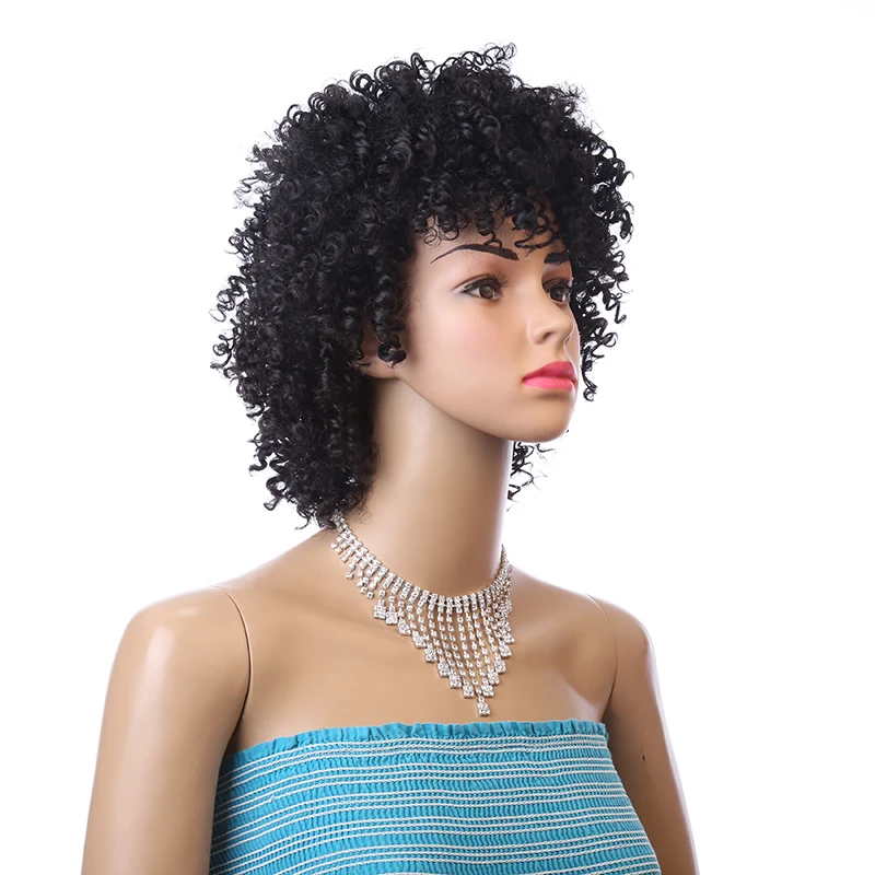 Afro Rizado Pelucas Fibra Resistente Al Calor De Cabello Sintético ...