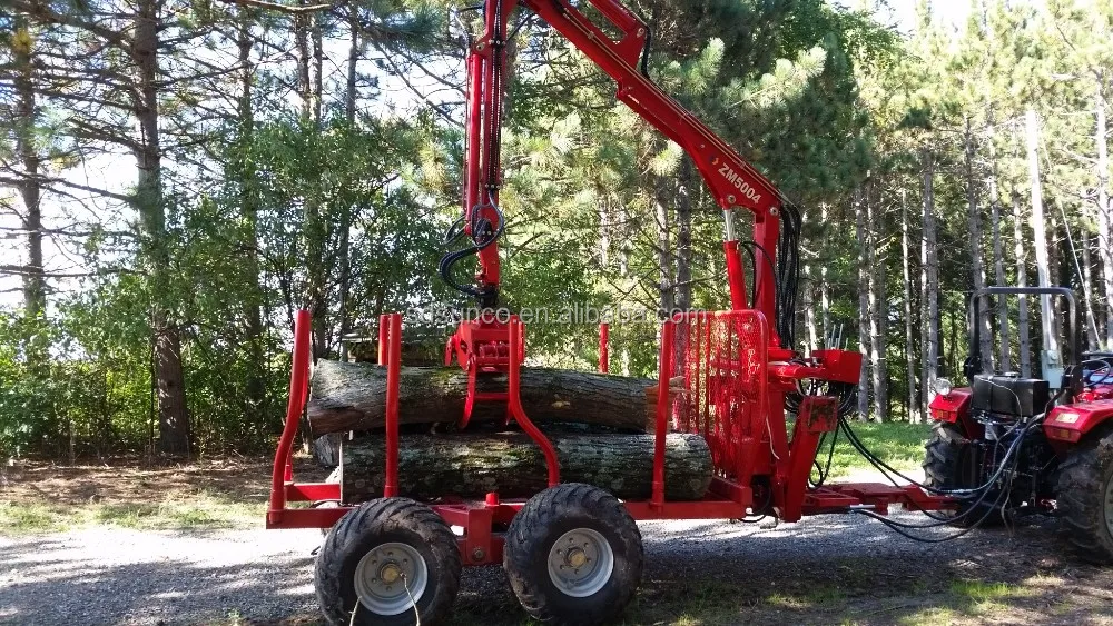 8t Hydraulic Tractor Timber Trailer With Crane - Buy Tractor Trailer,3 ...