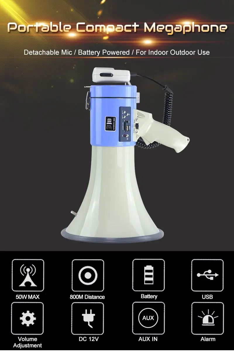 ER-66USB/SD 12V 50W Rechargeable Battery Powered Megaphone