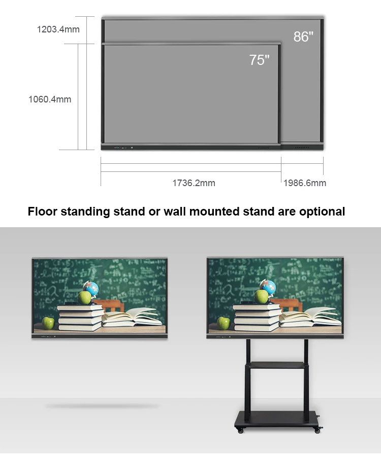 75 Inch 4k Multi Touch Smart Board Interactive Whiteboard Education And ...