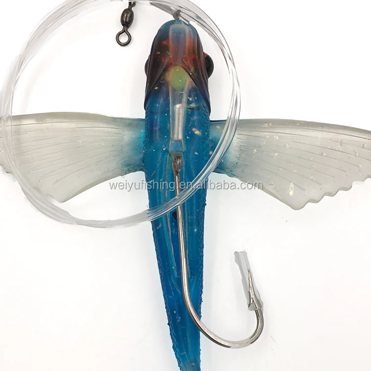 21cm Saltwater Flying Fish Bait - Rigged Soft Plastic Lures
