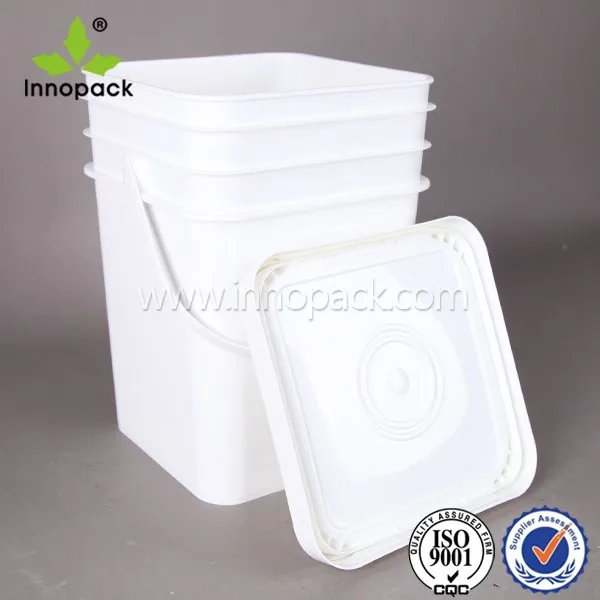 20kg Animal Feed Bucket Square Plastic Pail With Lid White Plastic ...