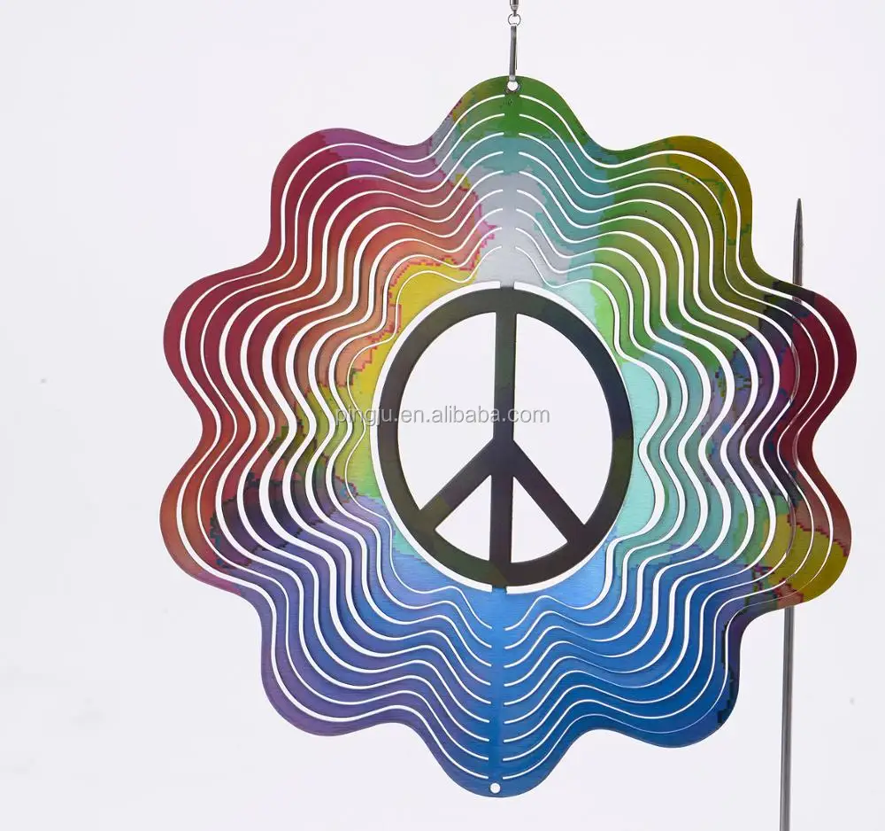 Laser Cut 3d Metal Wind Spinner- Peace - Buy Laser-cut Wind Spinner ...