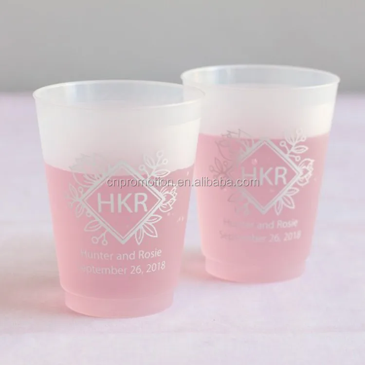 Custom Made Reusable White 12 Oz.plastic Frosted Cups With Golden Logo ...