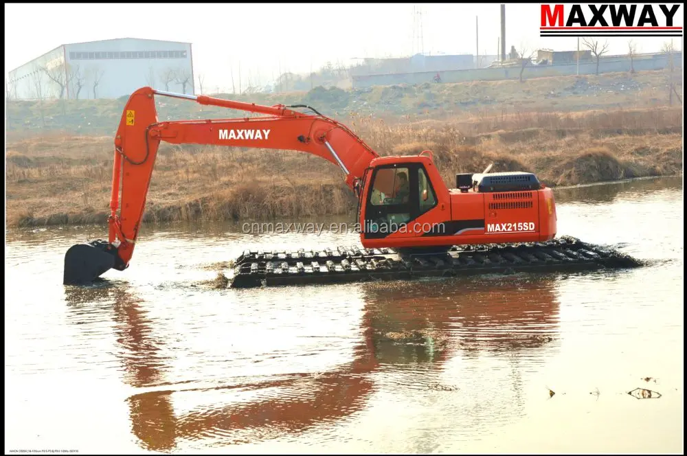 35 Ton Long Reach Boom Float Excavator With Side Pontoon,Additional ...