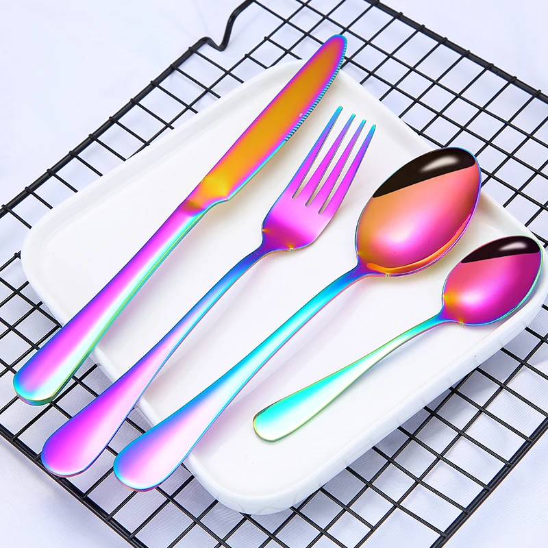 Colorful Rainbow PVD Coating Cutlery Set - Eco-Friendly Stainless Steel ...