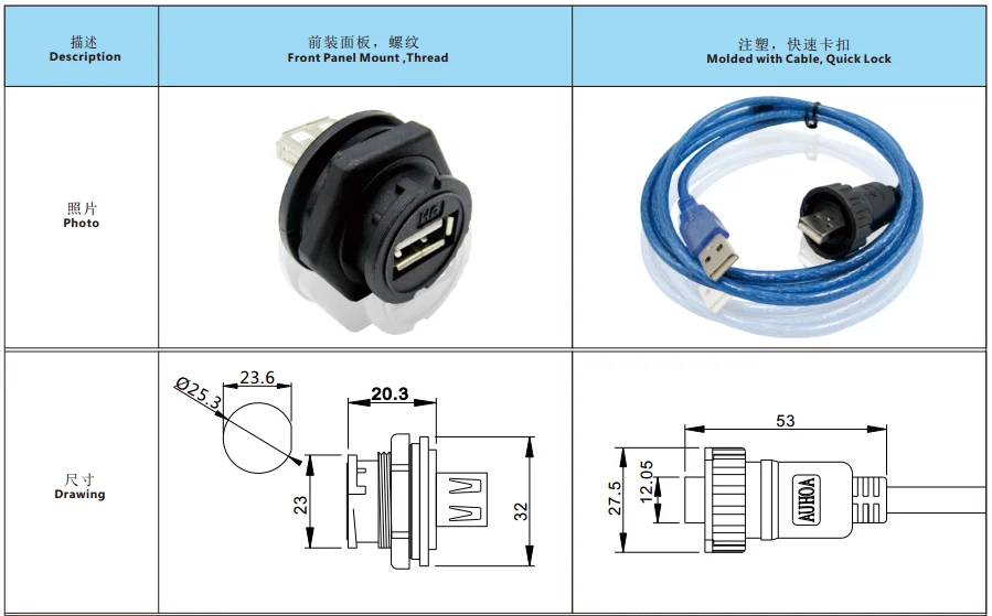 Computer Cable Ip65 Waterproof Usb Connector - Buy Ip65 Waterproof Usb ...