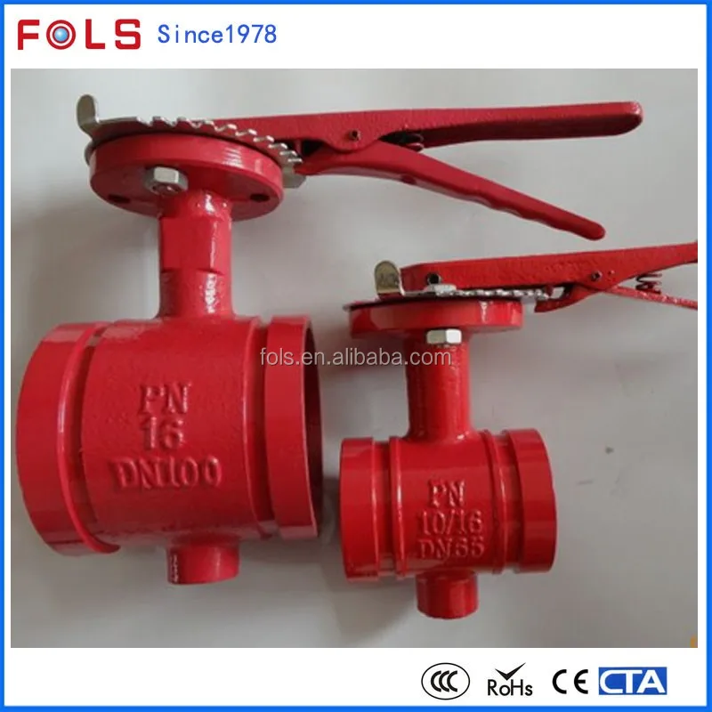 Handle Lever Limit Switch Fire Fighting Grooved End Butterfly Valve ...