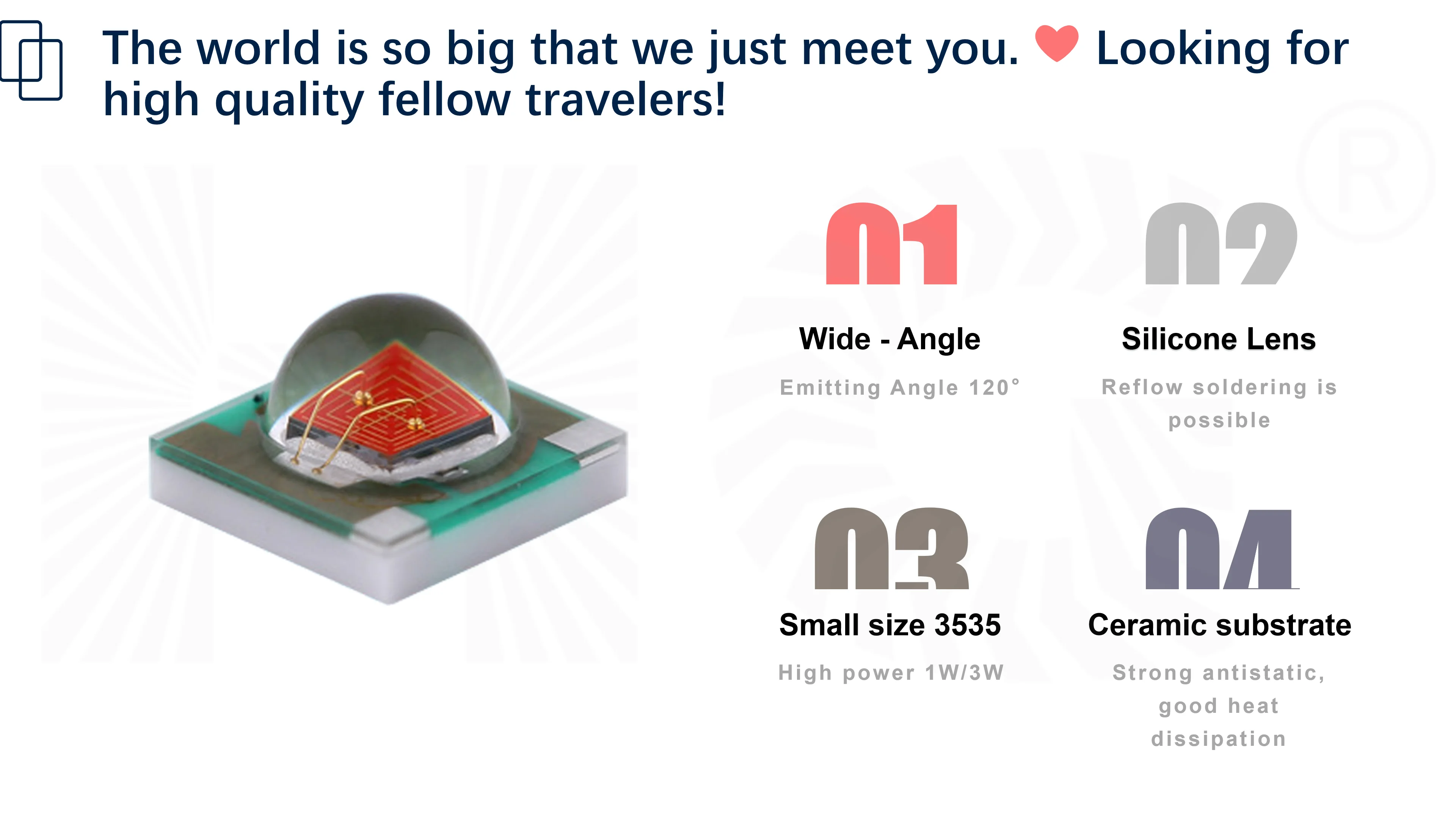 3535 Ceramic Substrate Smd Red Color Led Diode 620-625nm 40-50lm 350ma ...