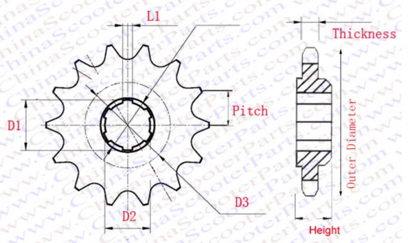 15t 15 Tooth Teeth 6mm 25h Front Sprocket 47cc 49cc Mini Moto Dirt Pit ...