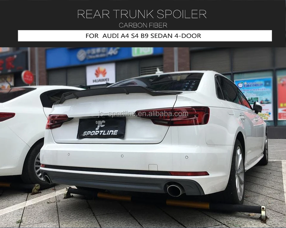 Carbon Fiber S4 Car Ducktail Spoiler for Audi A4 B9 SLINE Sedan 17-19 R ...