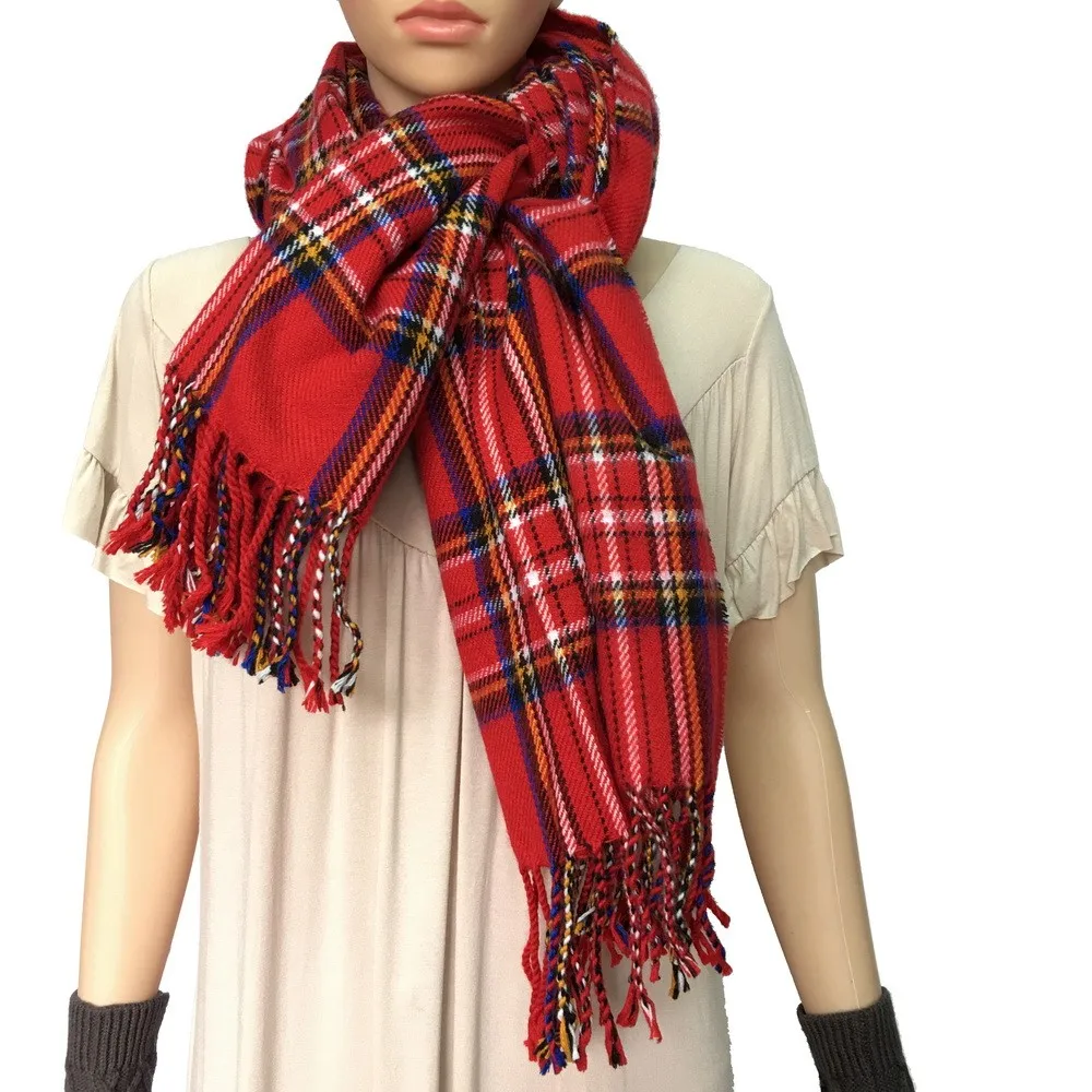 Woven Neck Chief Tartan Red Plaid Scarf Winter Scarf Check Scarf - Buy ...