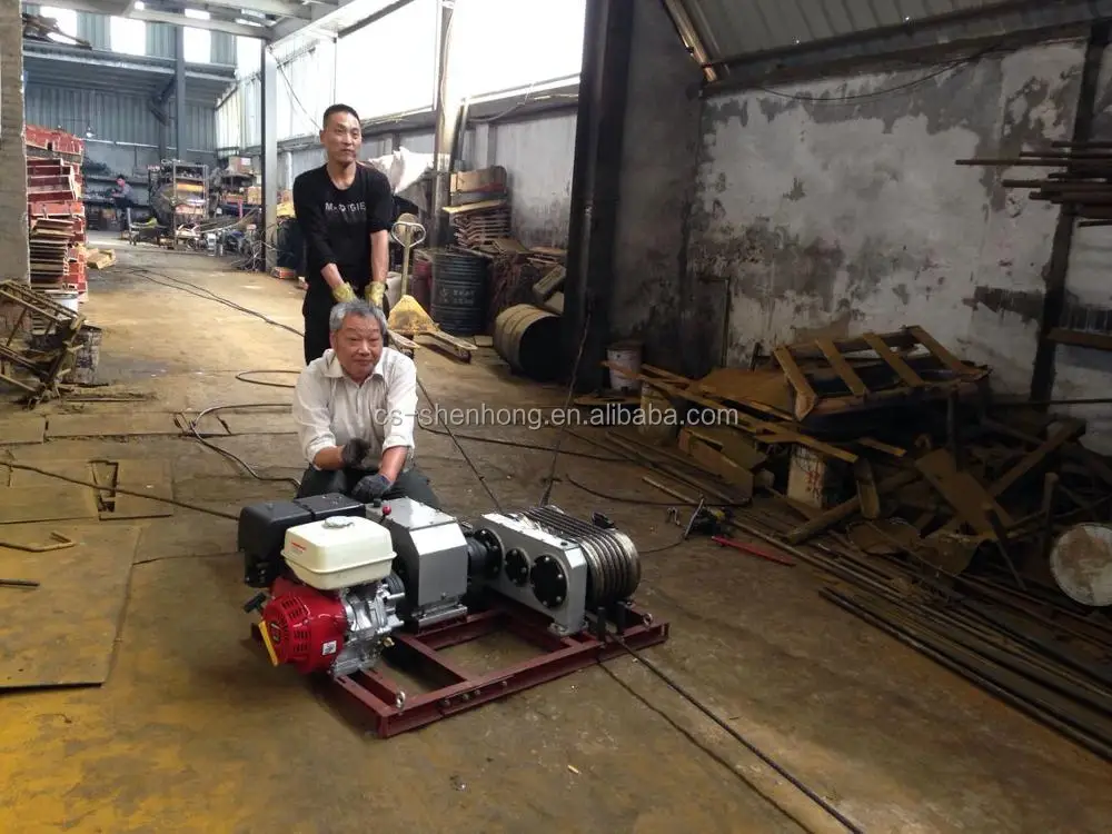 High Efficiency 5 Ton Honda Gasoline Engine Double Drum Winch Cable ...