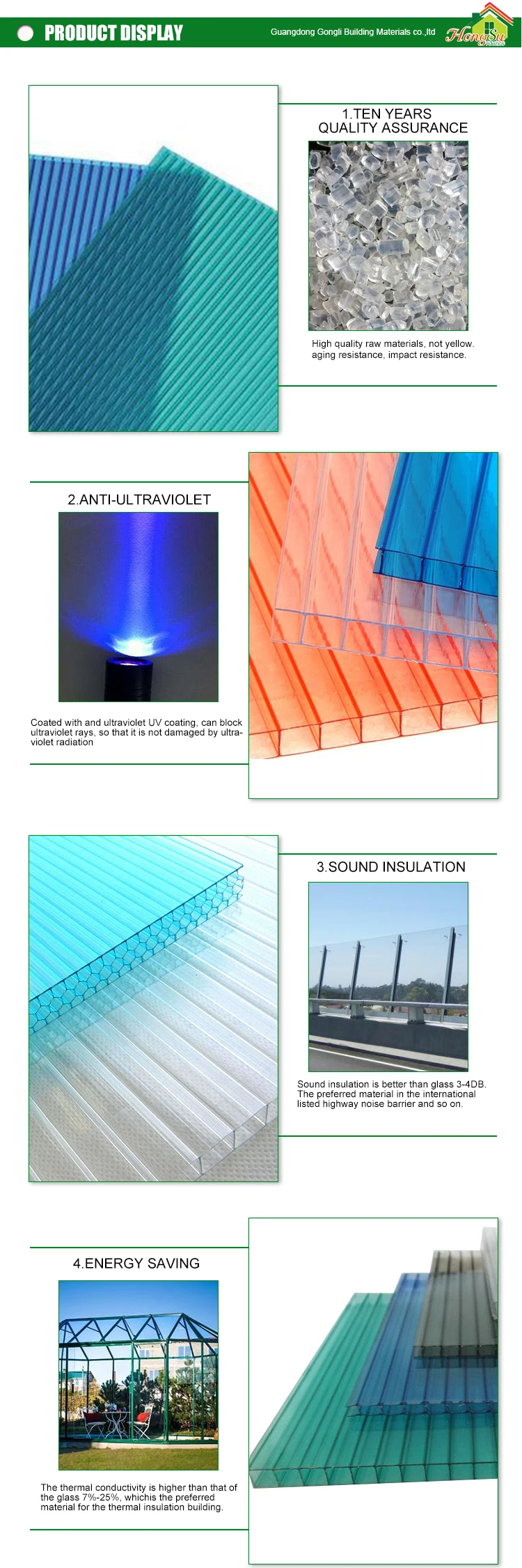 Eco-friendly Colored Polycarbonate Sheet Shingles PC