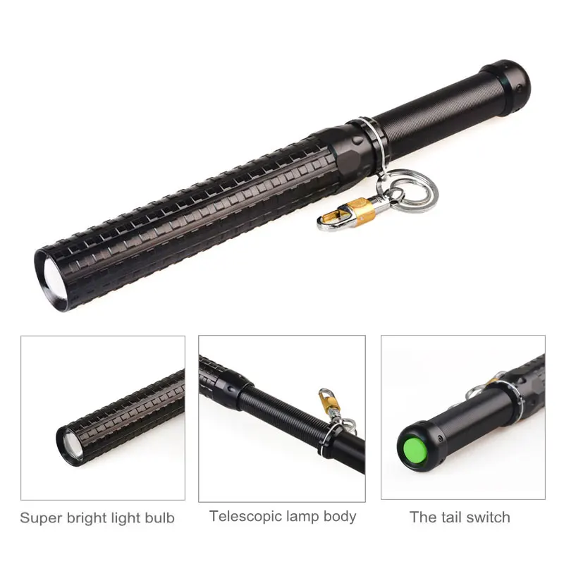 3w Super Bright Led Security Torch Extendable Self Defence Baton Torch ...