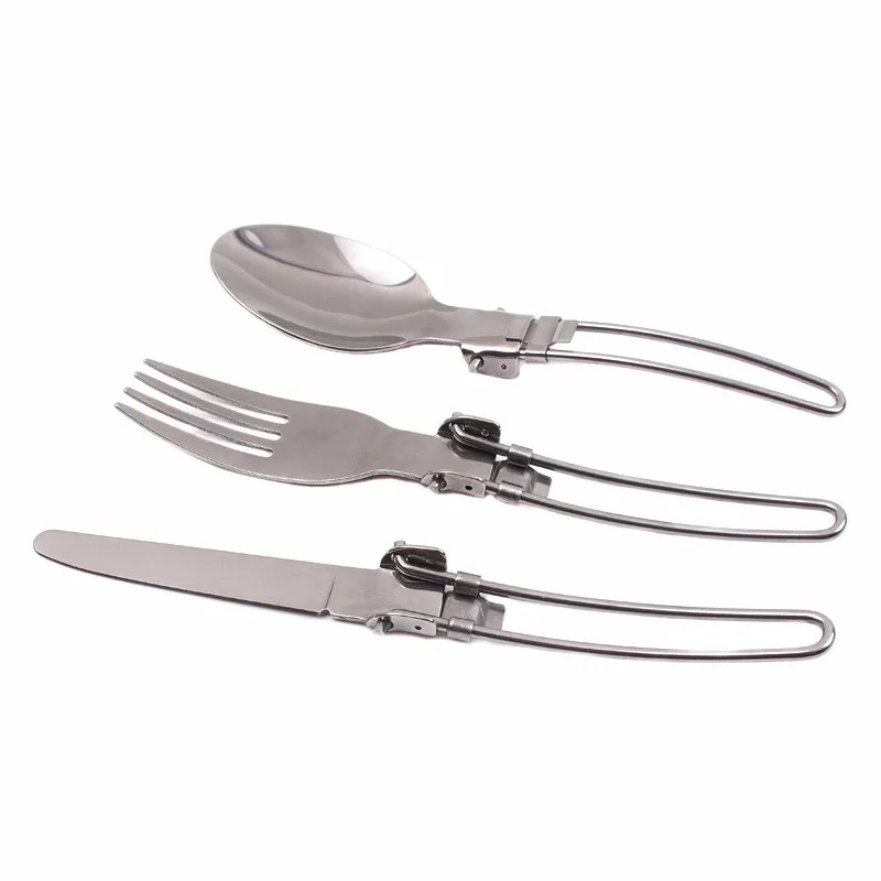 3-piece Stainless Steel Portable Picnic Utensil Set With Bag Outdoor ...