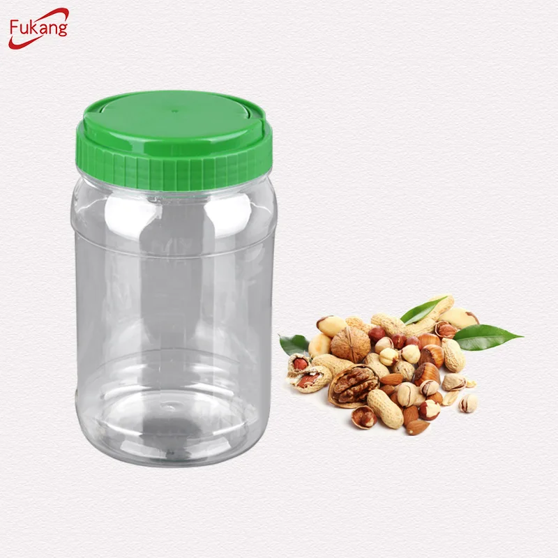 1l Plastic Peanut Packaging Pet Food Container Jar With Handle Cap ...