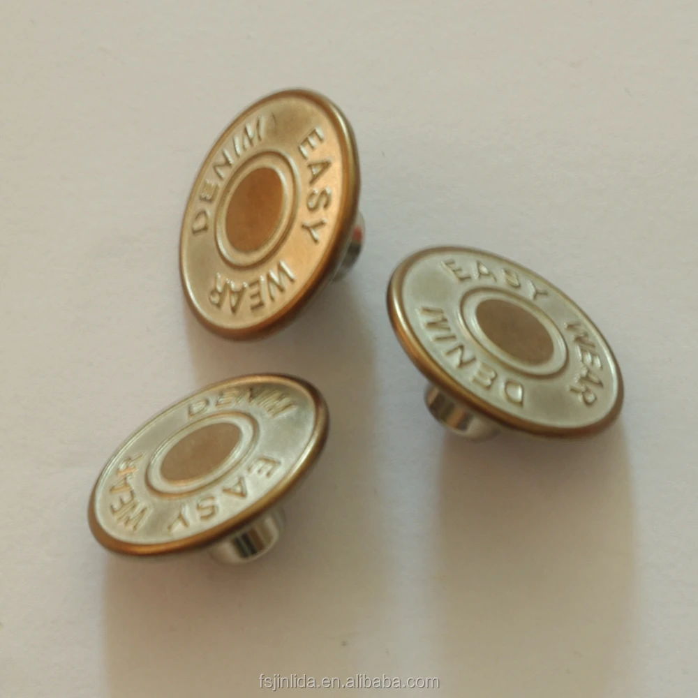 20mm 15mm Metal 65 Brass Copper Tin Color Jeans Shank Button For Denim ...