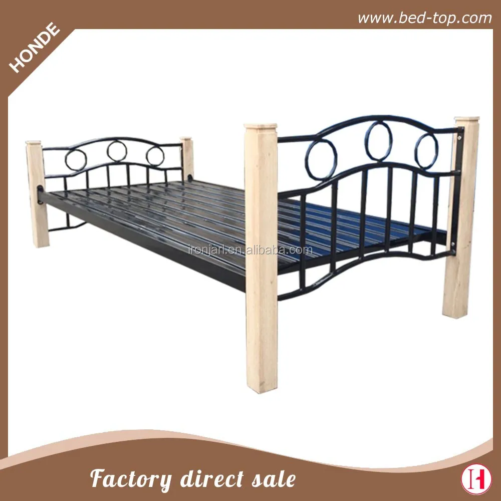 Metal Frame Single Cot Bed With Wood Legs - Buy Single Cot Bed Size ...