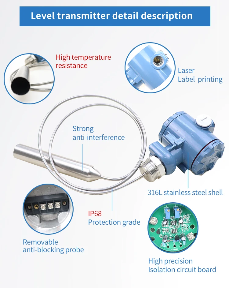 Ammonia Water Sensor 4-20ma - High Temperature Level Gauge