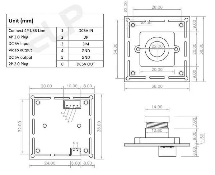 Mi5100 5mp Camera Module Usb2.0 Aptina 1/2.5 Inch Color Cmos Sensor ...