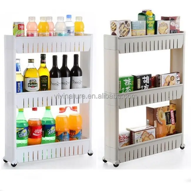 Plastic Slim Slide Out Kitchen Trolley Rack Holder Storage Shelf ...