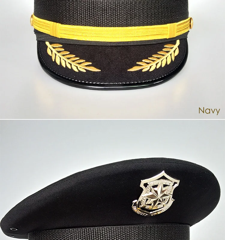 Custom Embroidered Security Uniform Cap & Woven Belt, Oem
