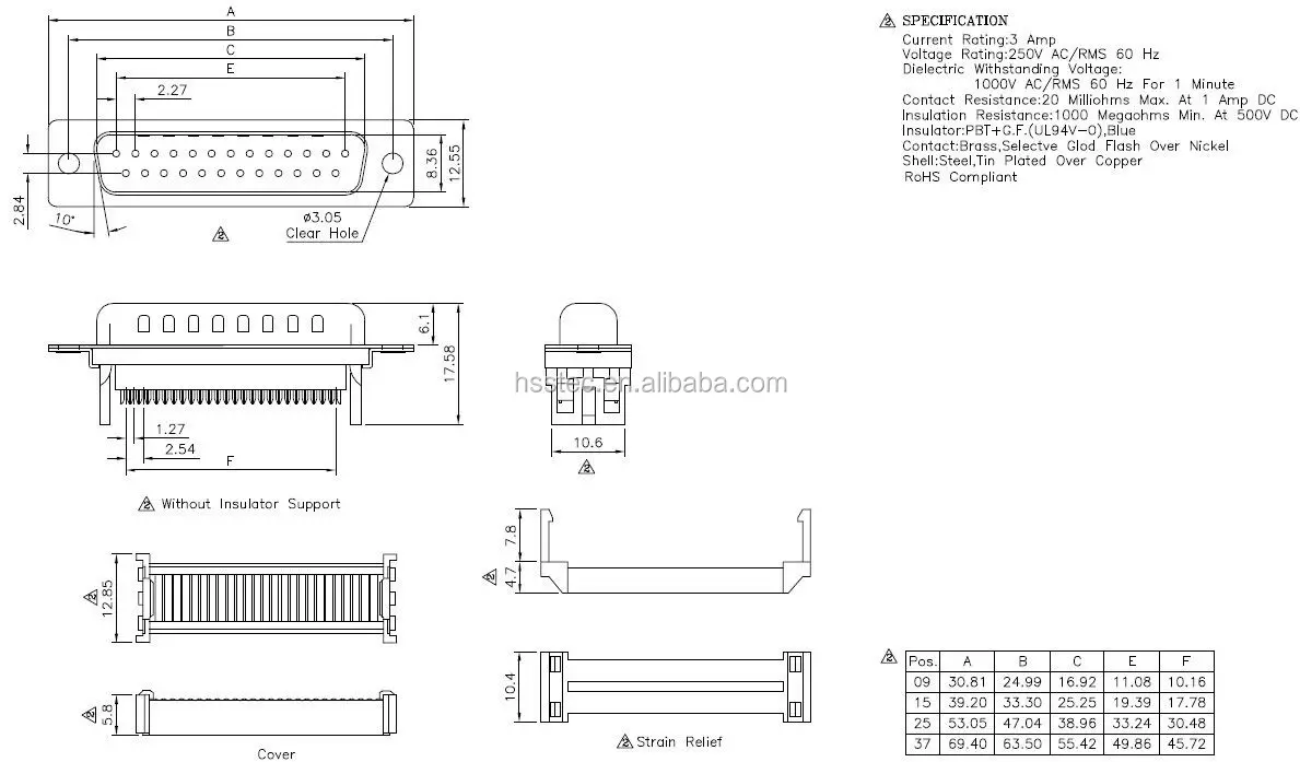 D-sub 37 Pin Male Idc Type Adapter Connector For Flat Cable Db37m Db37 ...