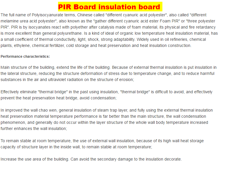 Top Selling Pir Polyisocyanurate Heat Insulation Board