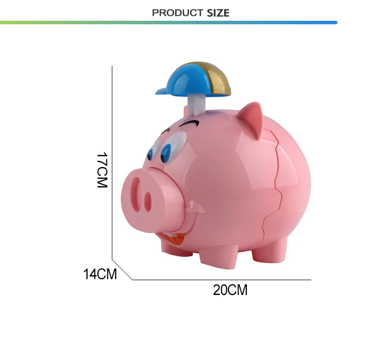 New High Quality Plastic Pig Shape Money ATM Bank Coin Box