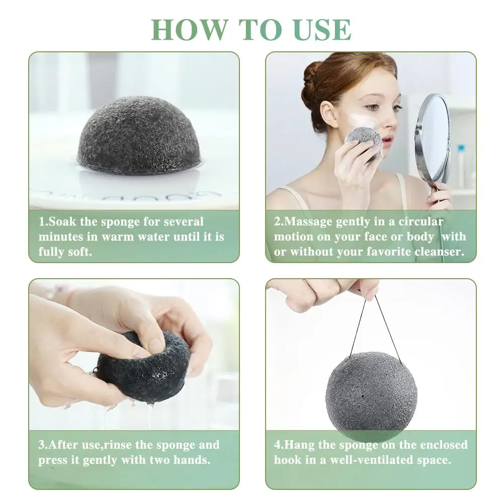New 100% Green Tea Natural Konjac Facial Sponge Japan Konjac Sponge ...