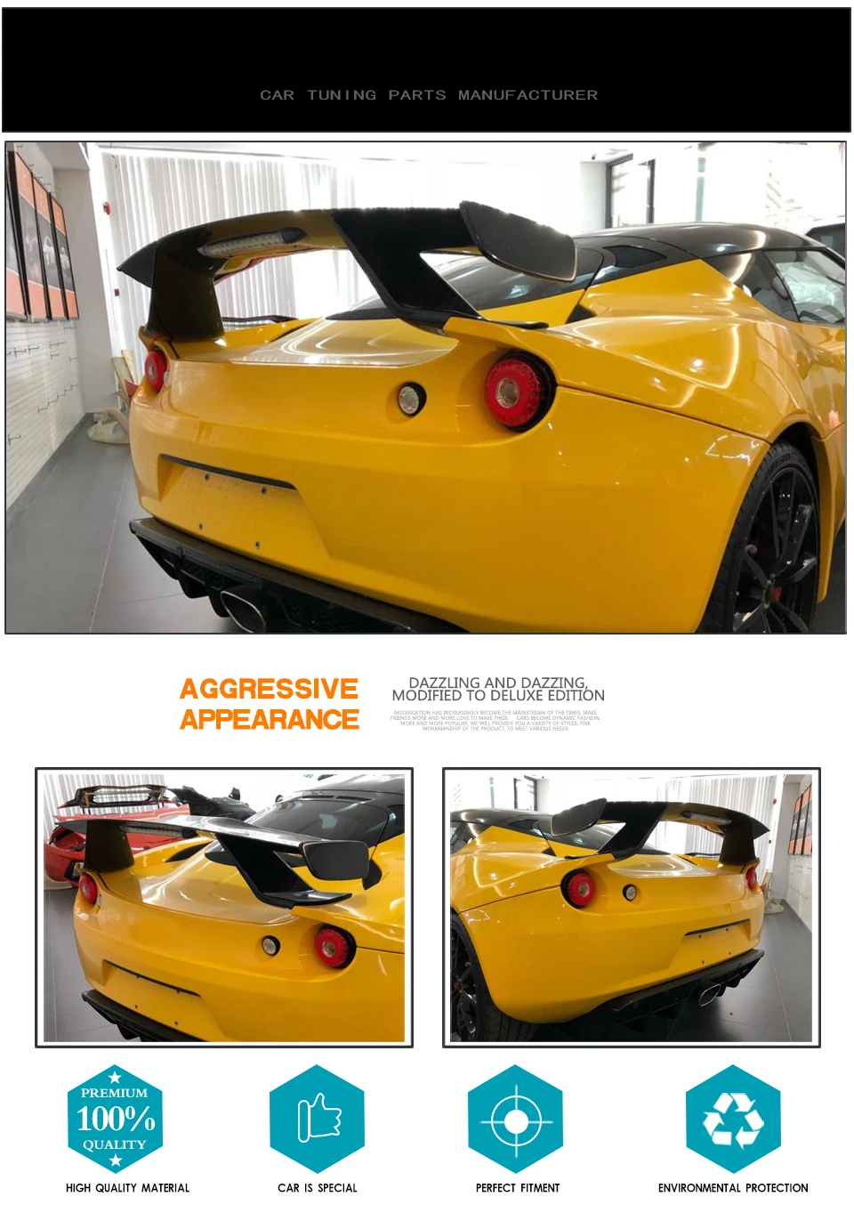 Carbon Fiber Rear Racing Wing Spoiler for Lotus Evora S 400 410 GT430 ...